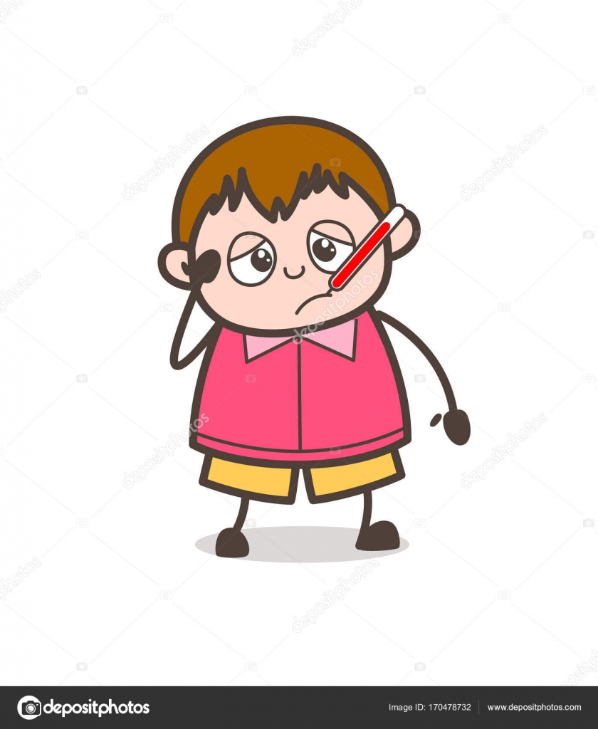 Cute Sick Cartoon Boy Cartoon Boy Unwell Cut Out Stock Images