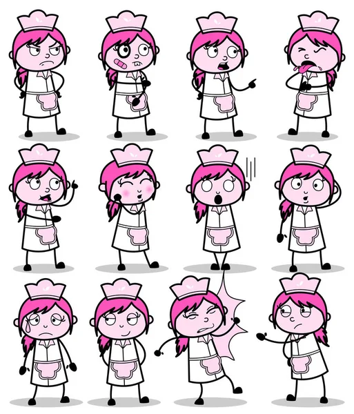 Poses of Comic Waitress - Set of Concepts Vector illustrations Stock ... Poses of Comic Waitress - Set of Concepts Vector illustrations Stock ...