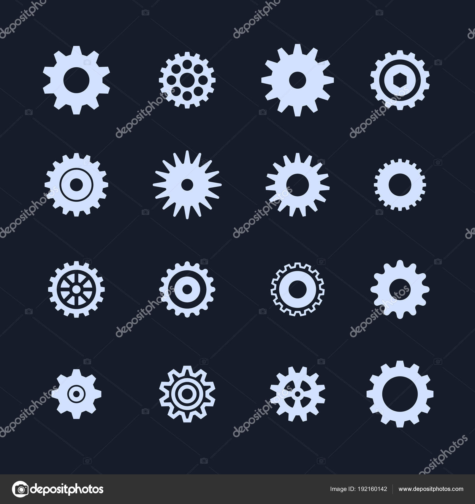 Cogs symbol set on white background, settings icon, illustration Stock ...