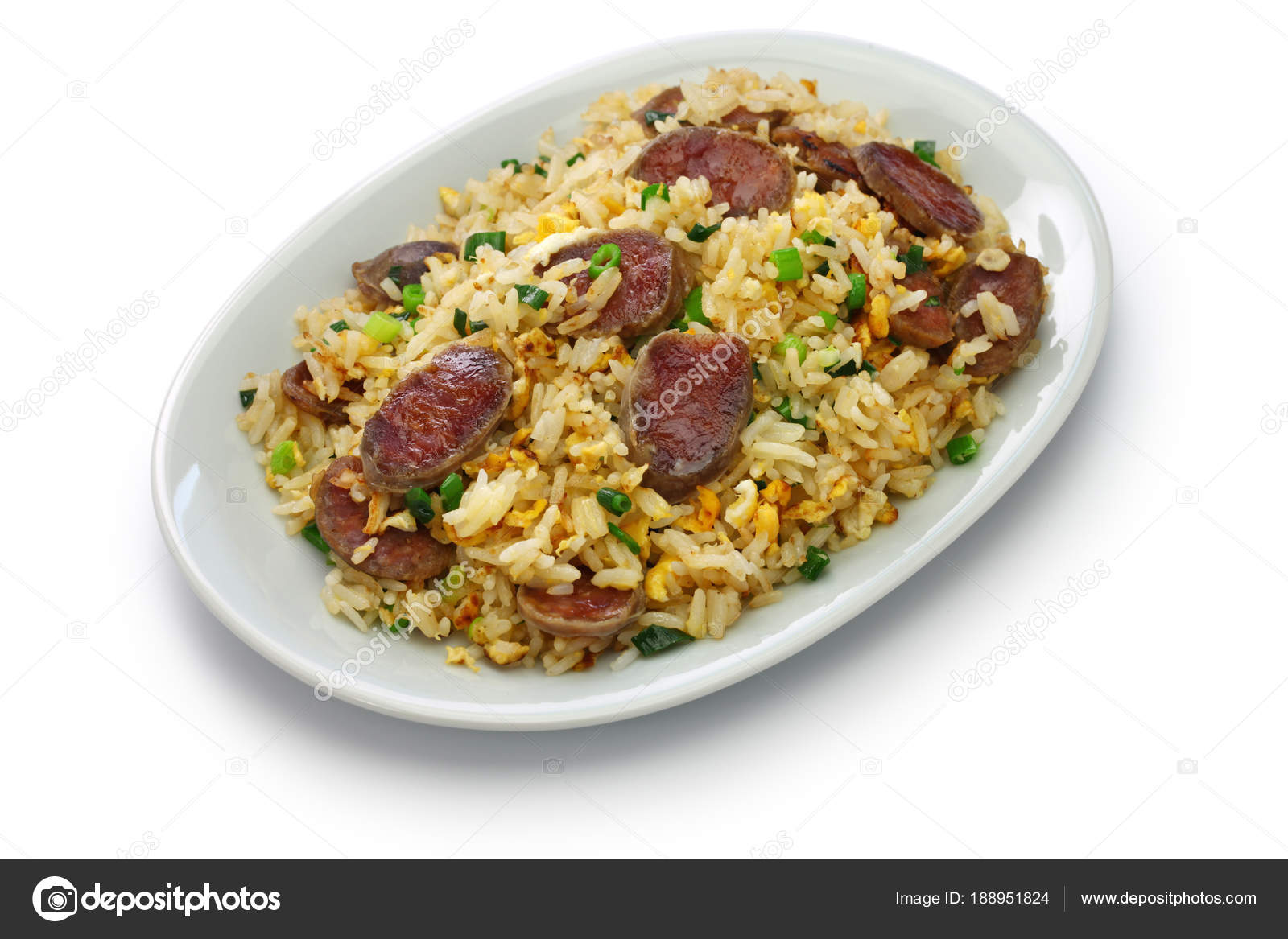 Chinese Sausage Fried Rice Xiang Chang Chao Fan Isolated White — Stock ...