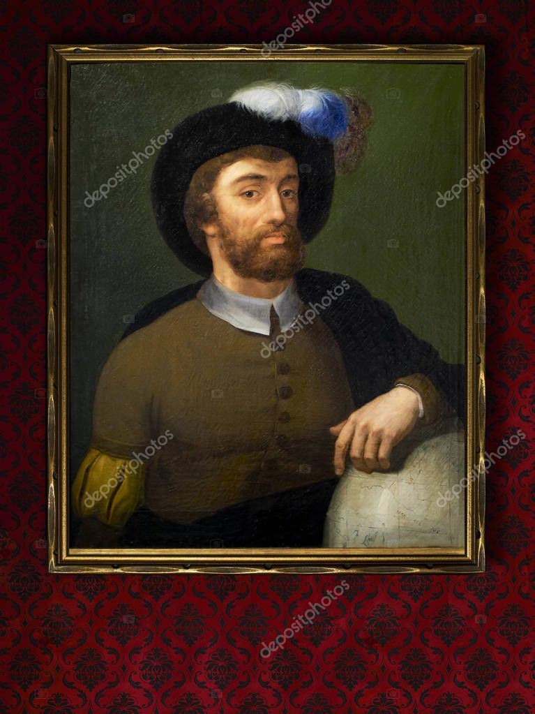 Retrato de Juan Sebastian Elcano. Anónimo, siglo XVI, Óleo sobre lienzo ...