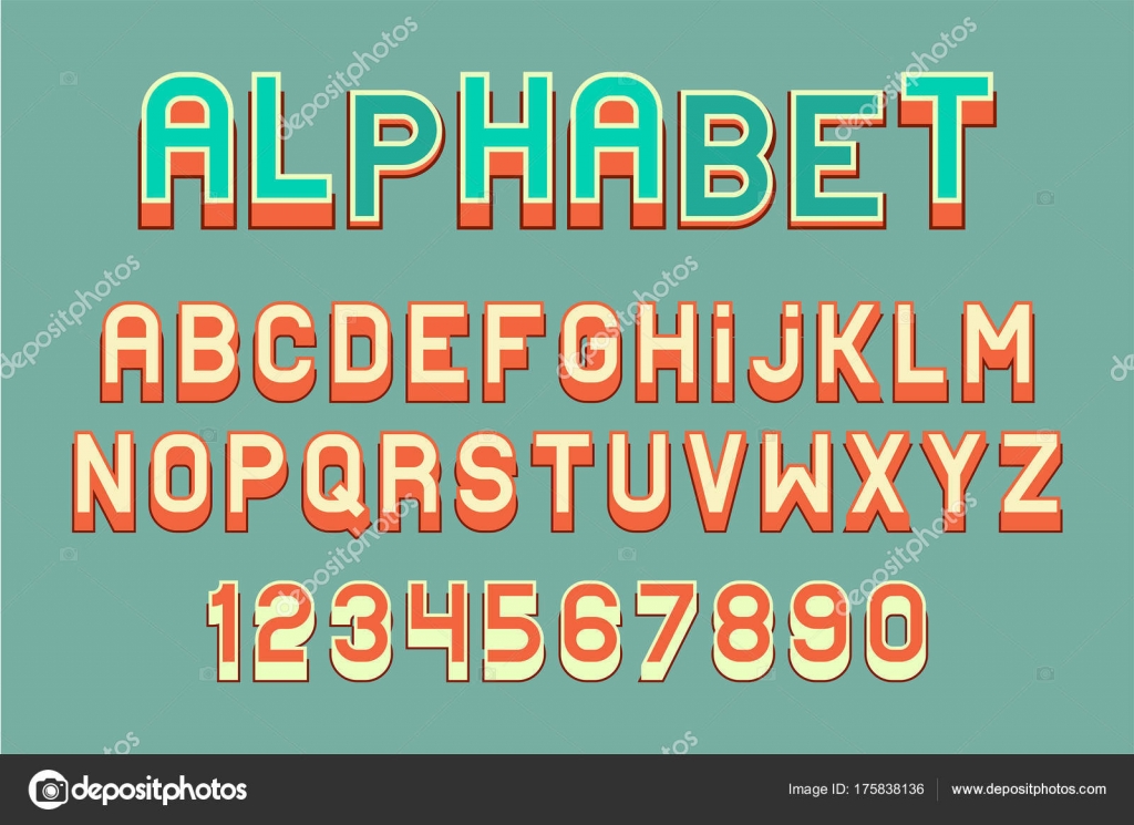 Vector Retro Colorful Font Alphabet Stock Vector Image by ...