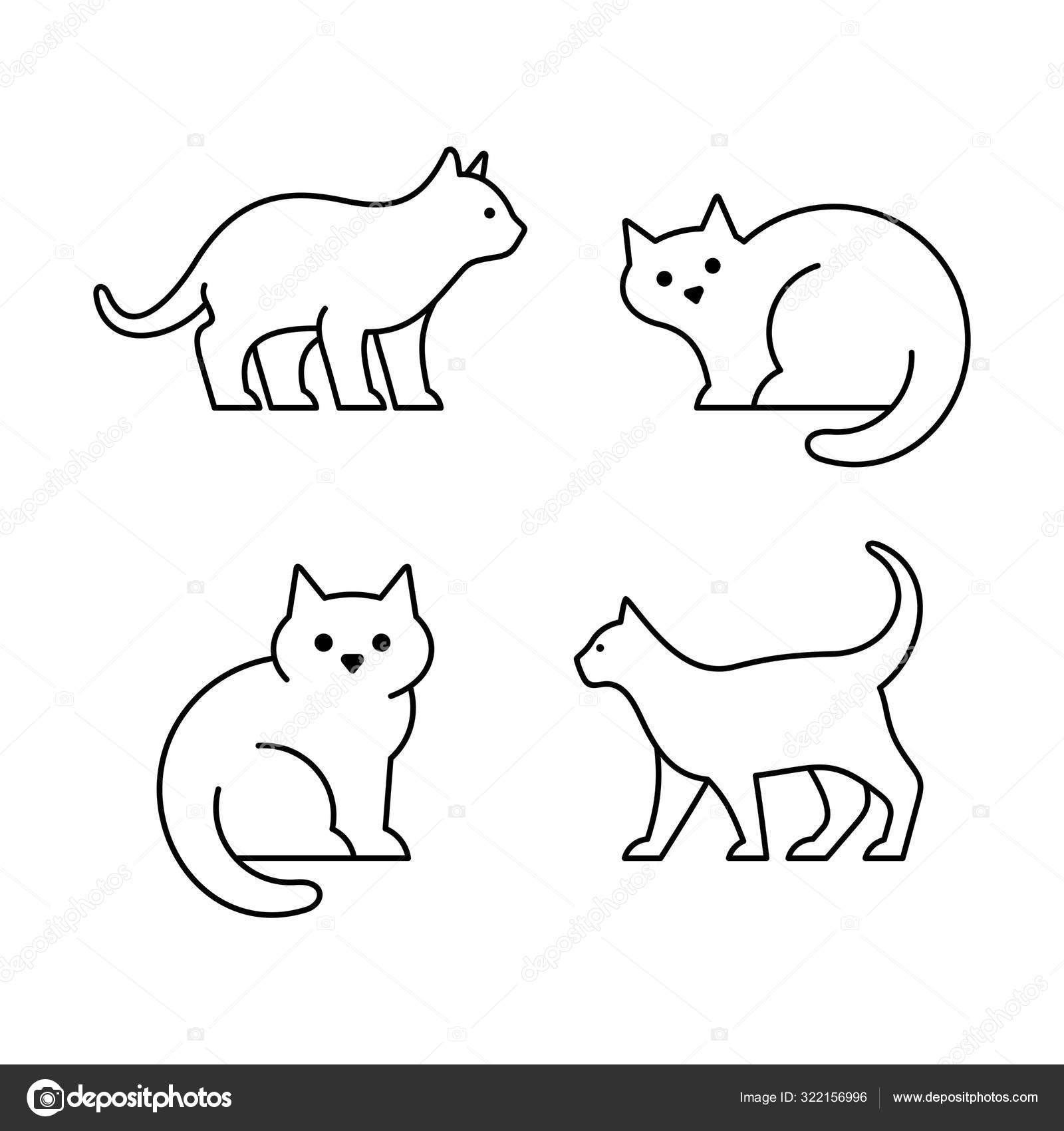 Set Cats Line Icons Icon Design Template Elements Stock Vector Image by ...