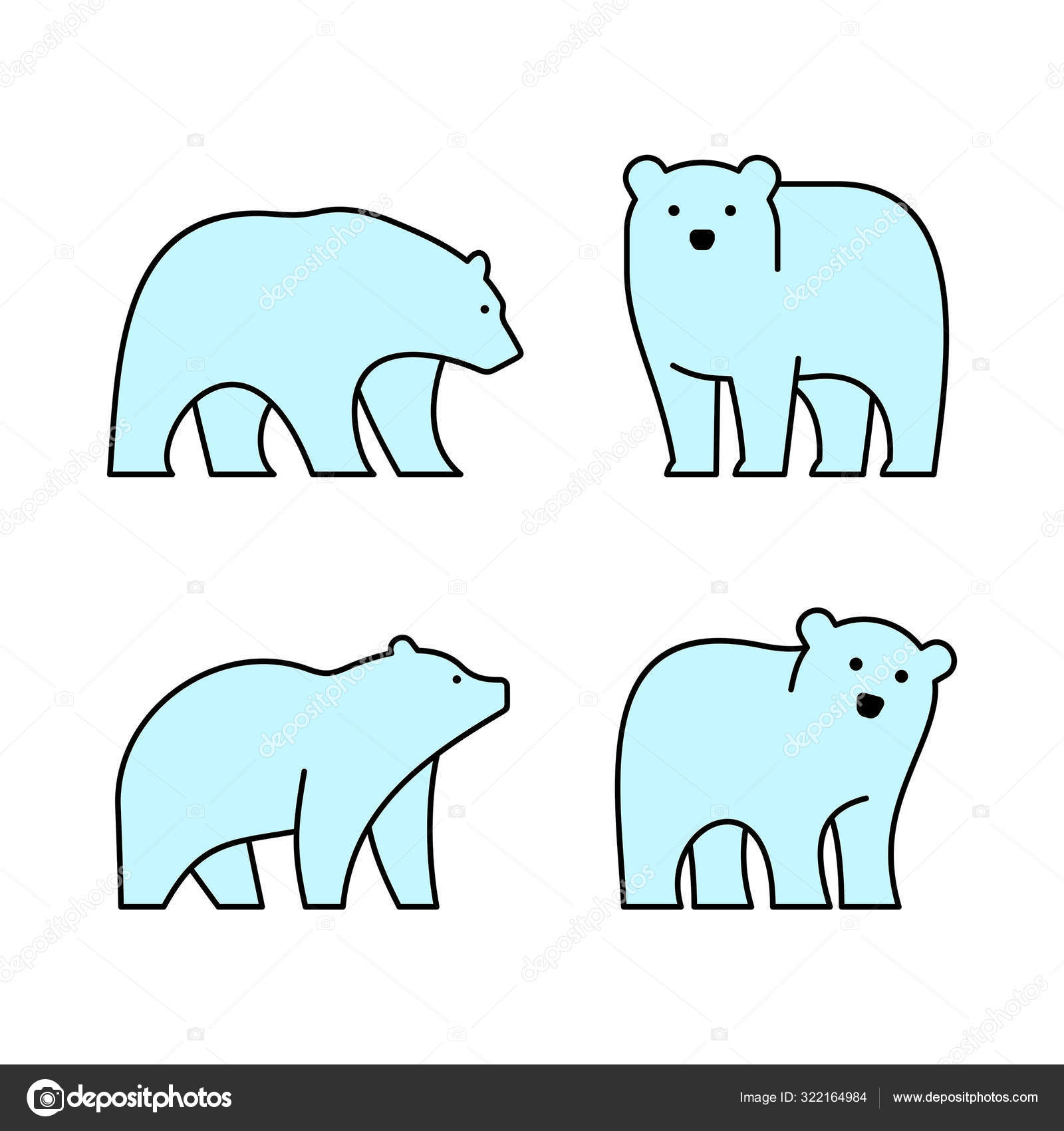 Linear Set Colored Bears Icons Icon Design Template Elements Stock ...