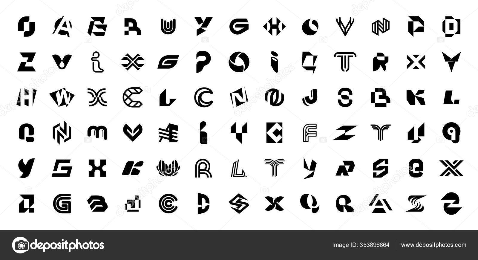 Colección Logos Abstractos Con Letras Aislado Sobre Fondo Blanco Vector ...