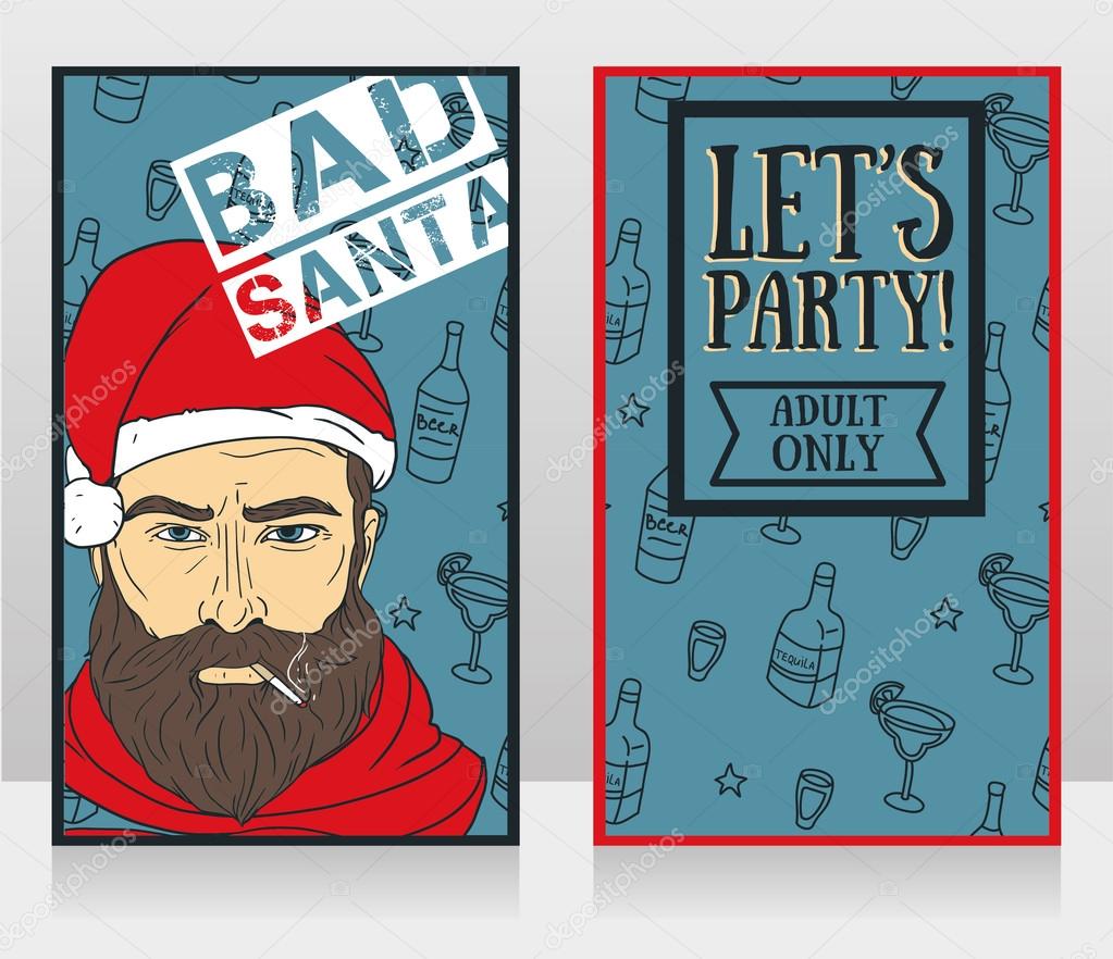 Banners For Bad Santa Party Stock Vector By ©ghouliirina 128287894