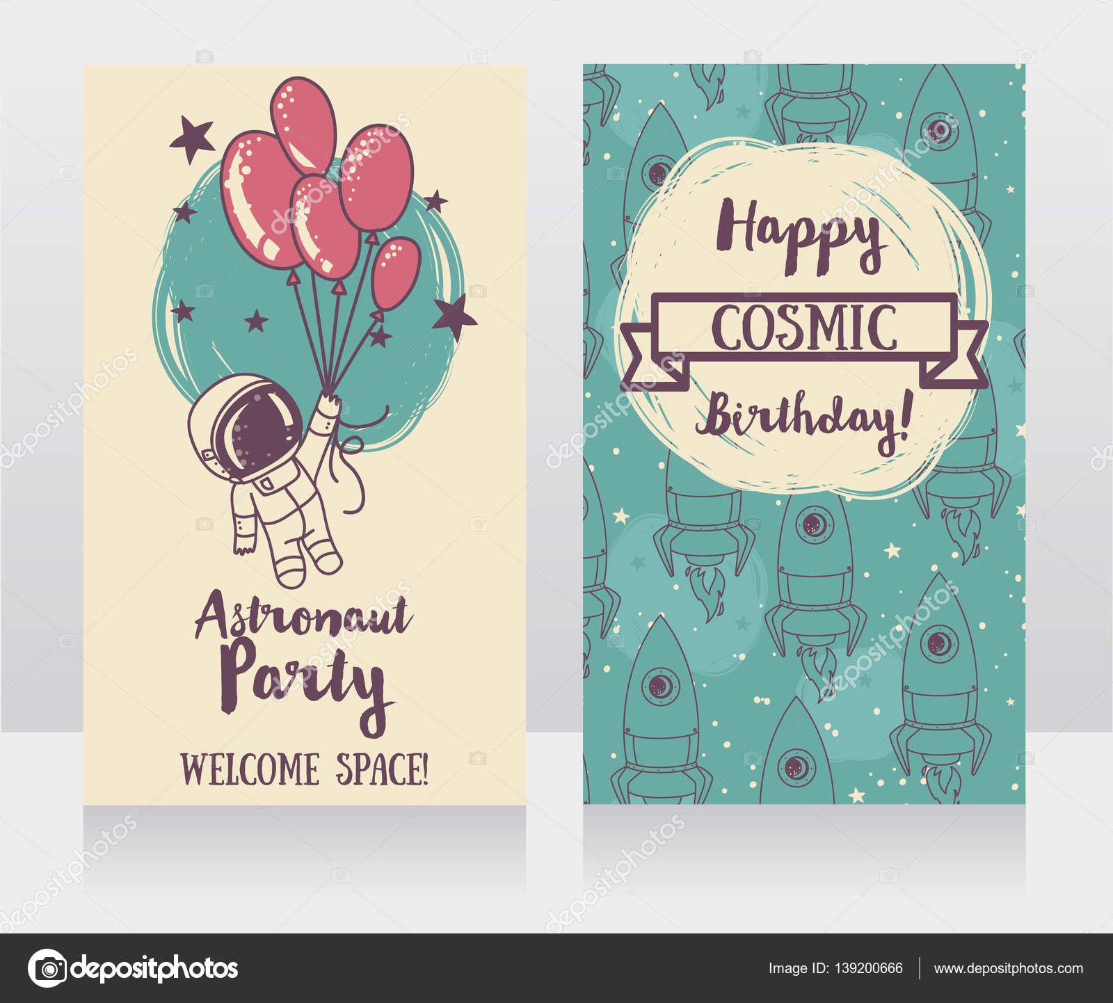 Funny invitation cards for cosmic birthday party Stock Vector by ...
