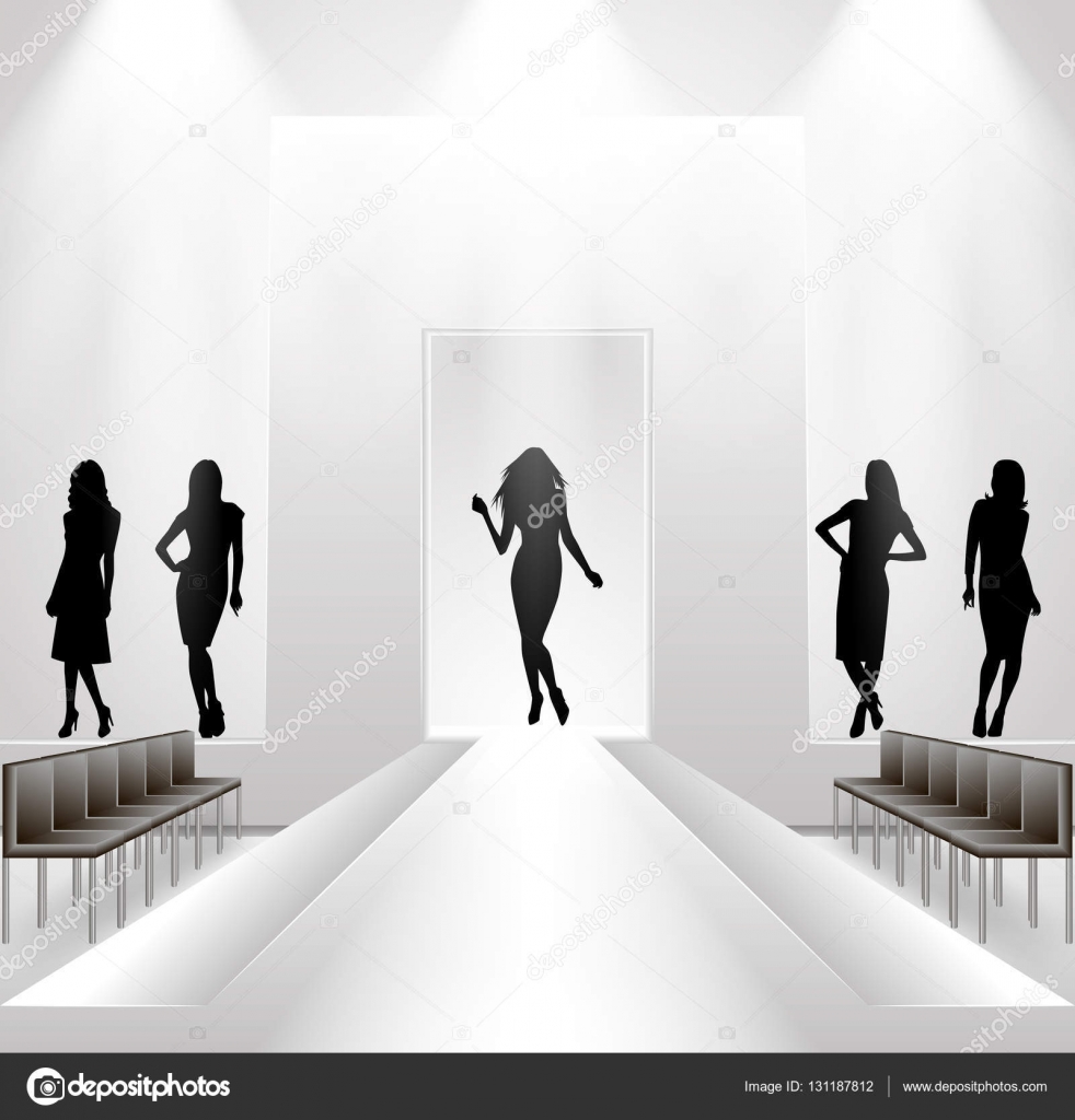 Female silhouettes on catwalk background Stock Vector Image by ...