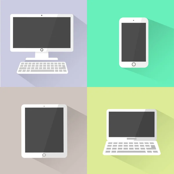 Set of electronic devices monochrome icons. Desktop computer, laptop ...