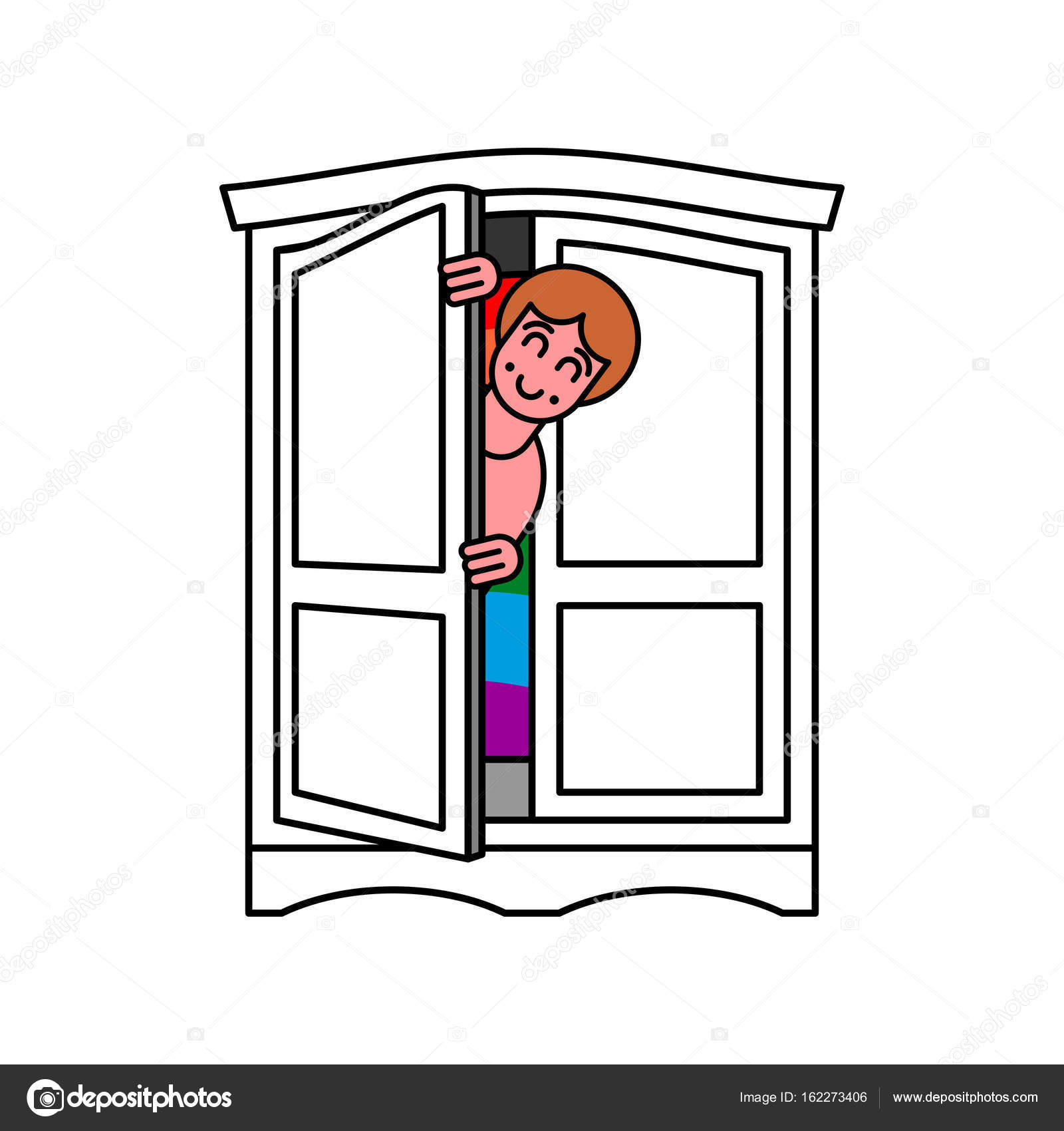 Coming out Wardrobe LGBT symbol. Open closet door. Get out of wa Stock ...