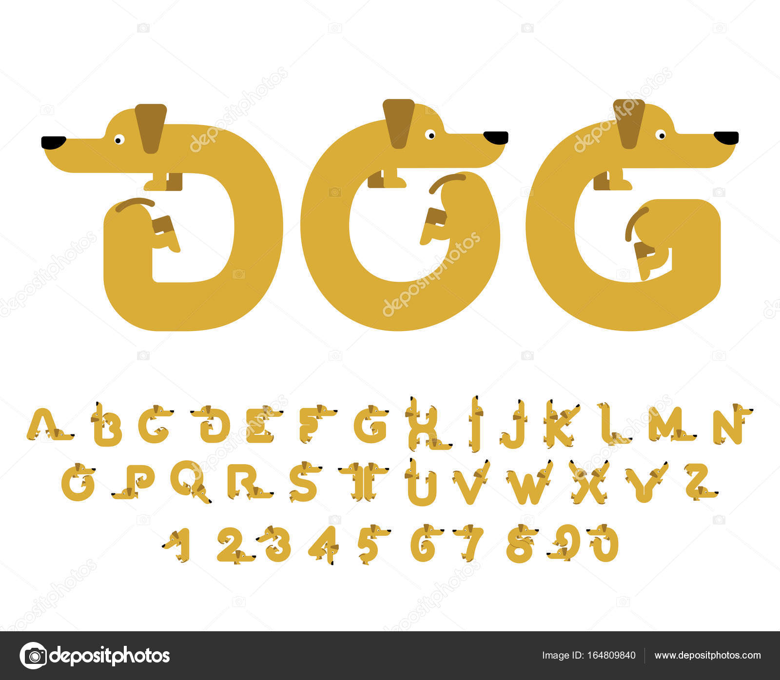 Fuente de perro. Alfabeto dachshund. Cartas de animales domésticos. ABC ...