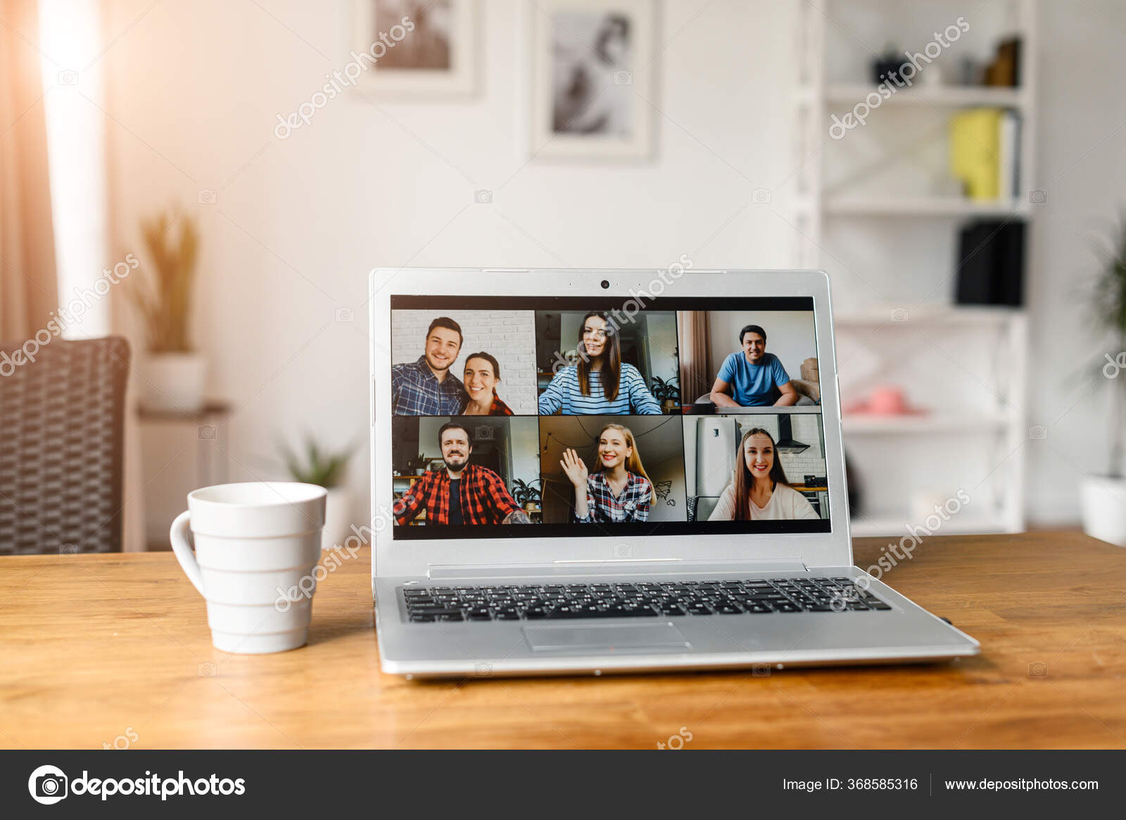 Video meeting on laptop screen, zoom app ⬇ Stock Photo, Image by ...