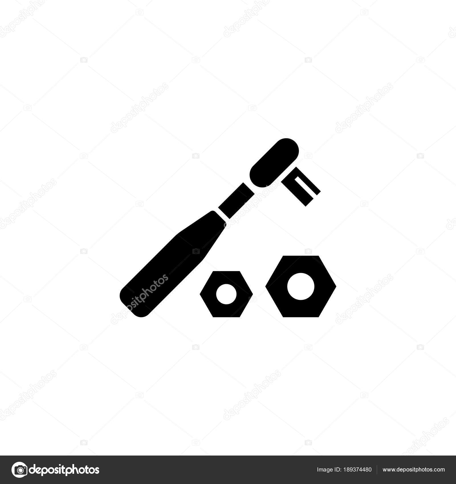 Ratchet Wrench and Nuts Flat Vector Icon Stock Vector Image by ...
