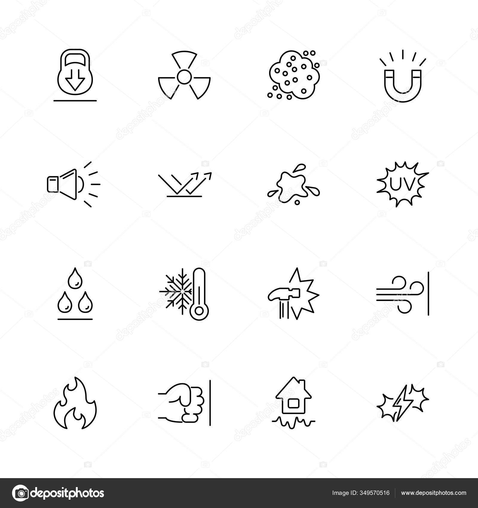 Einfluss Auswirkung Wirkung Umrisse Symbole Gesetzt Schwarzes Symbol ...