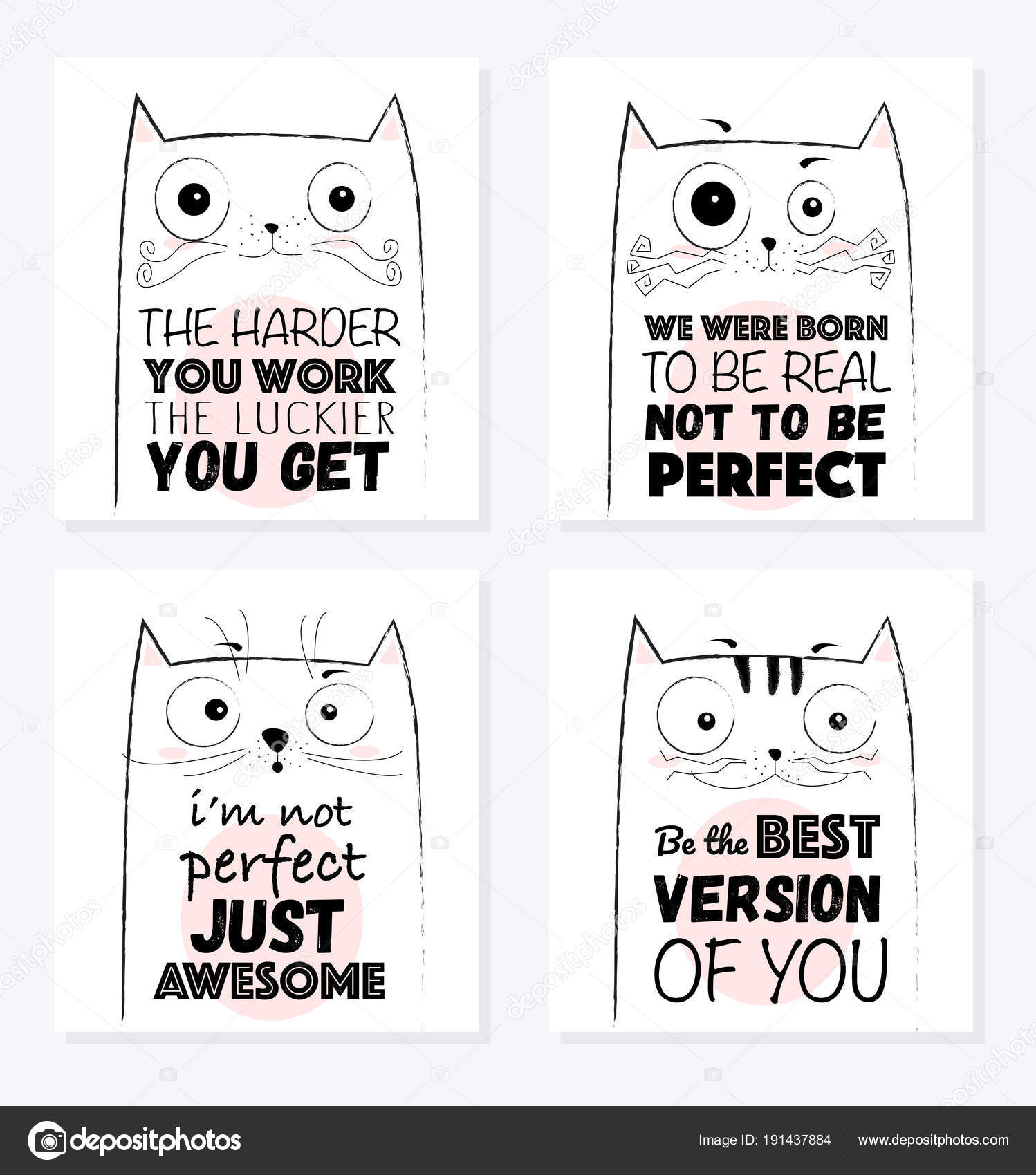 Vector cartoon sketch funny cat illustration with cute lettering Stock ...