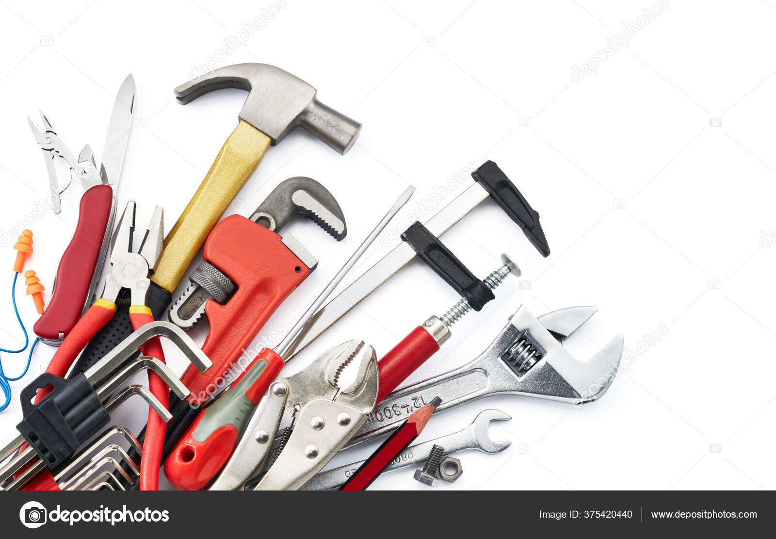 Various Type Tools White Background Copy Space Stock Photo by ©ifong ...