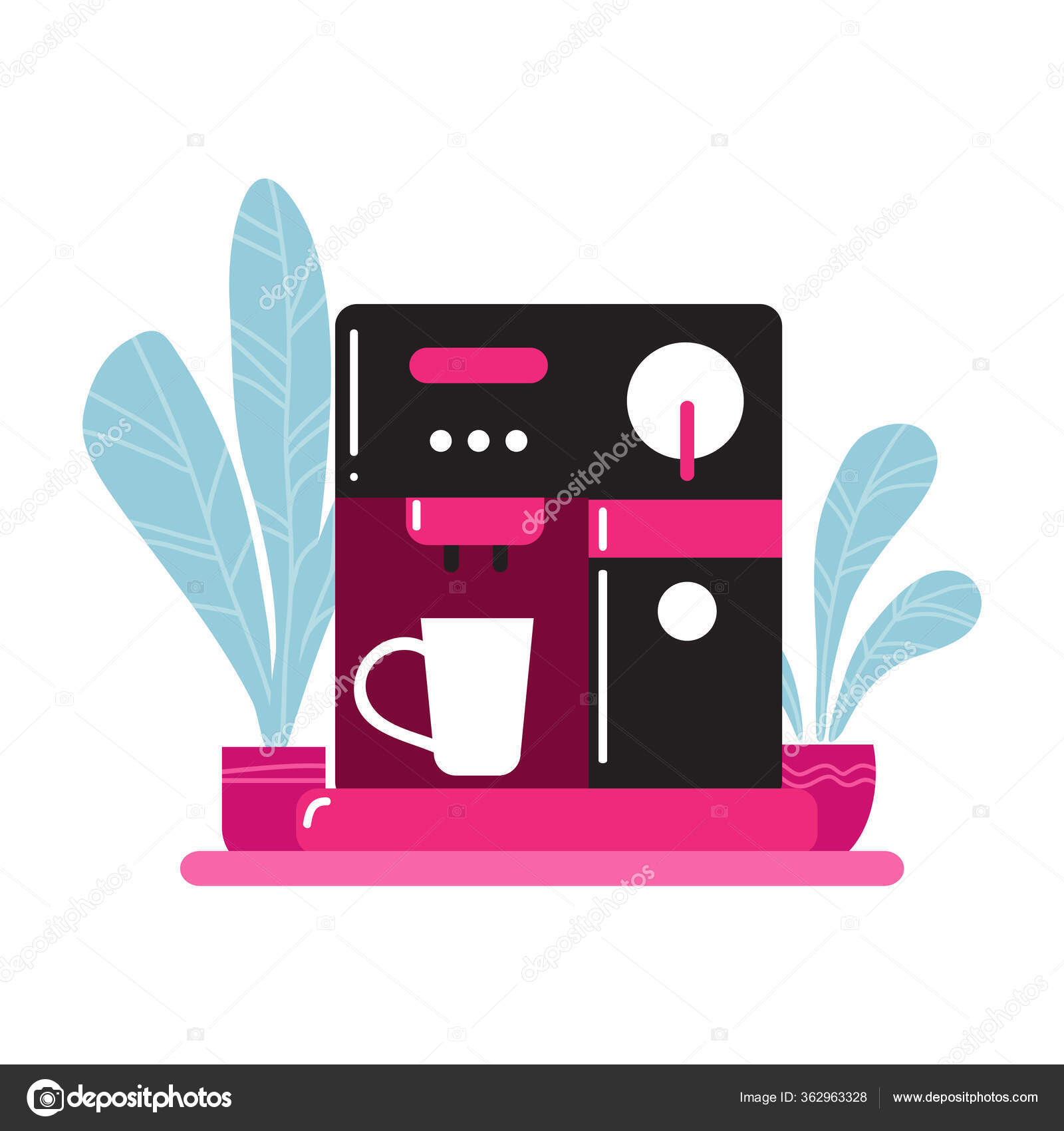 Coffee Machine Collection Isolated White Background Flat Design Vector ...