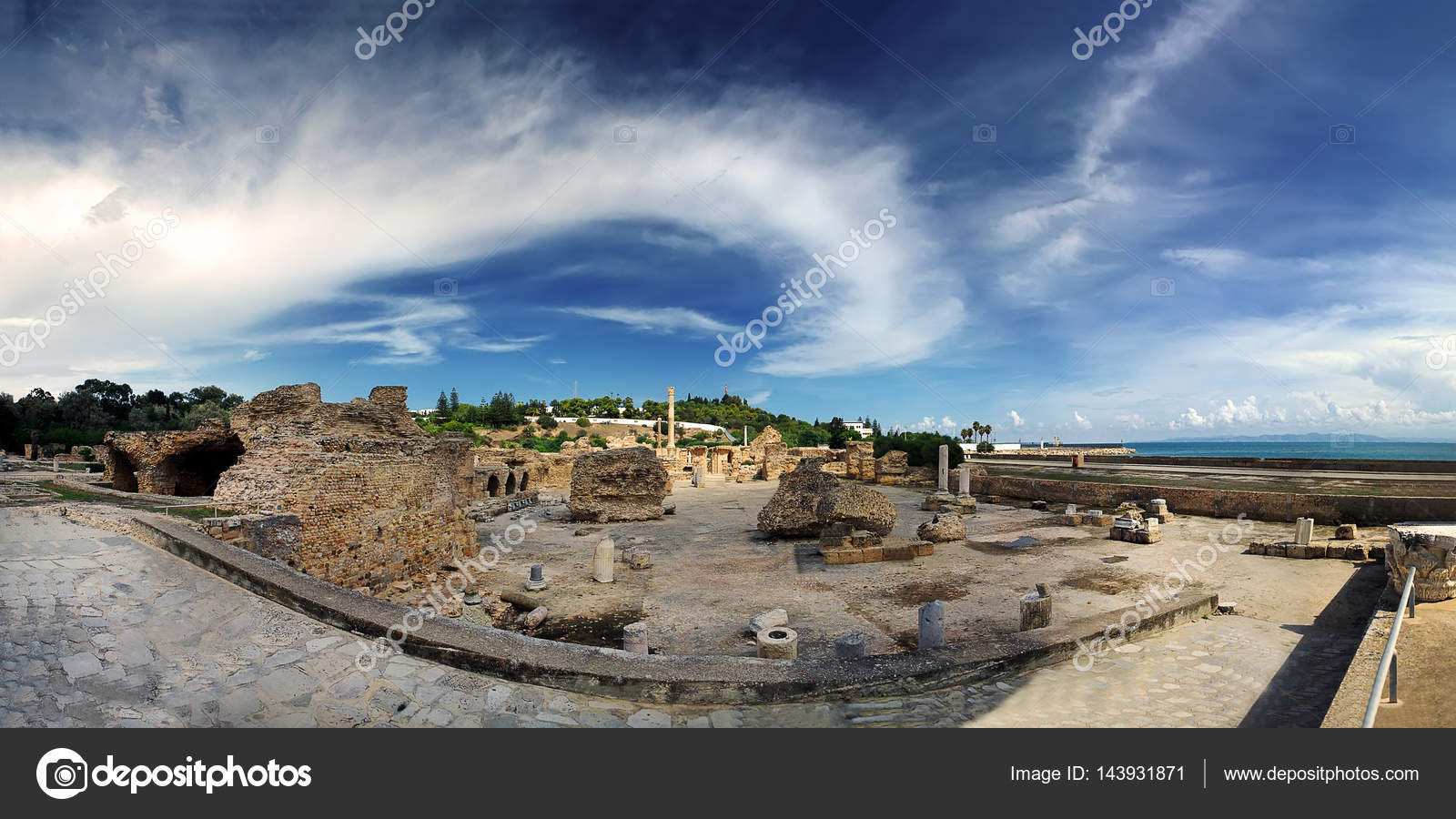 Panorama Anthony baths Archeological Park of Carthage Tunisia — Stock ...