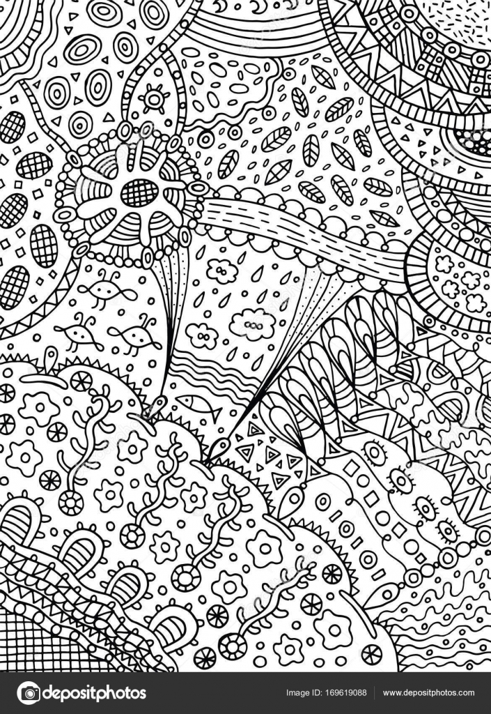 Coloring page in doodle abstract style. Vector art for adult col Stock ...