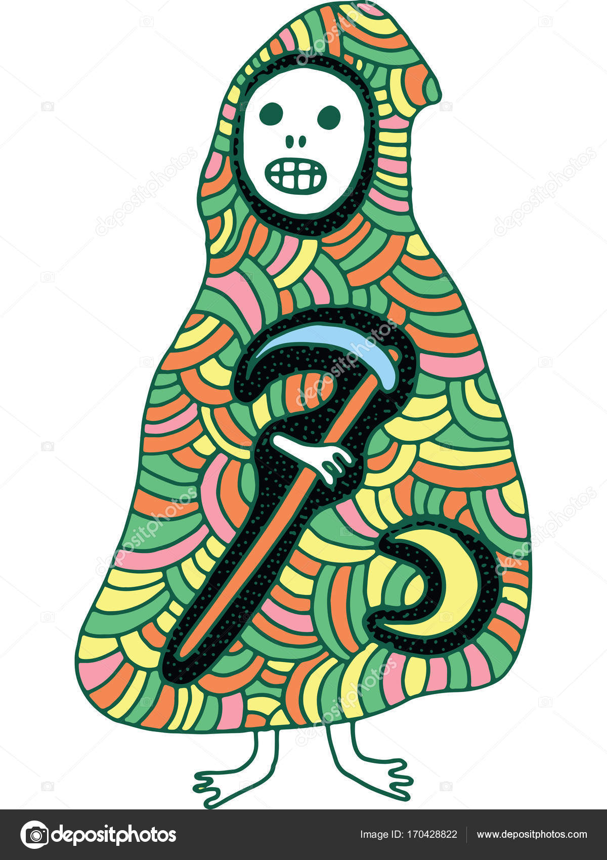 Death - doodle illustration. Sketch for halloween with reaper co Stock ...