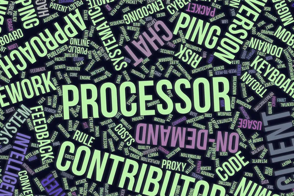 Processor, conceptual word cloud for business, information techn ...