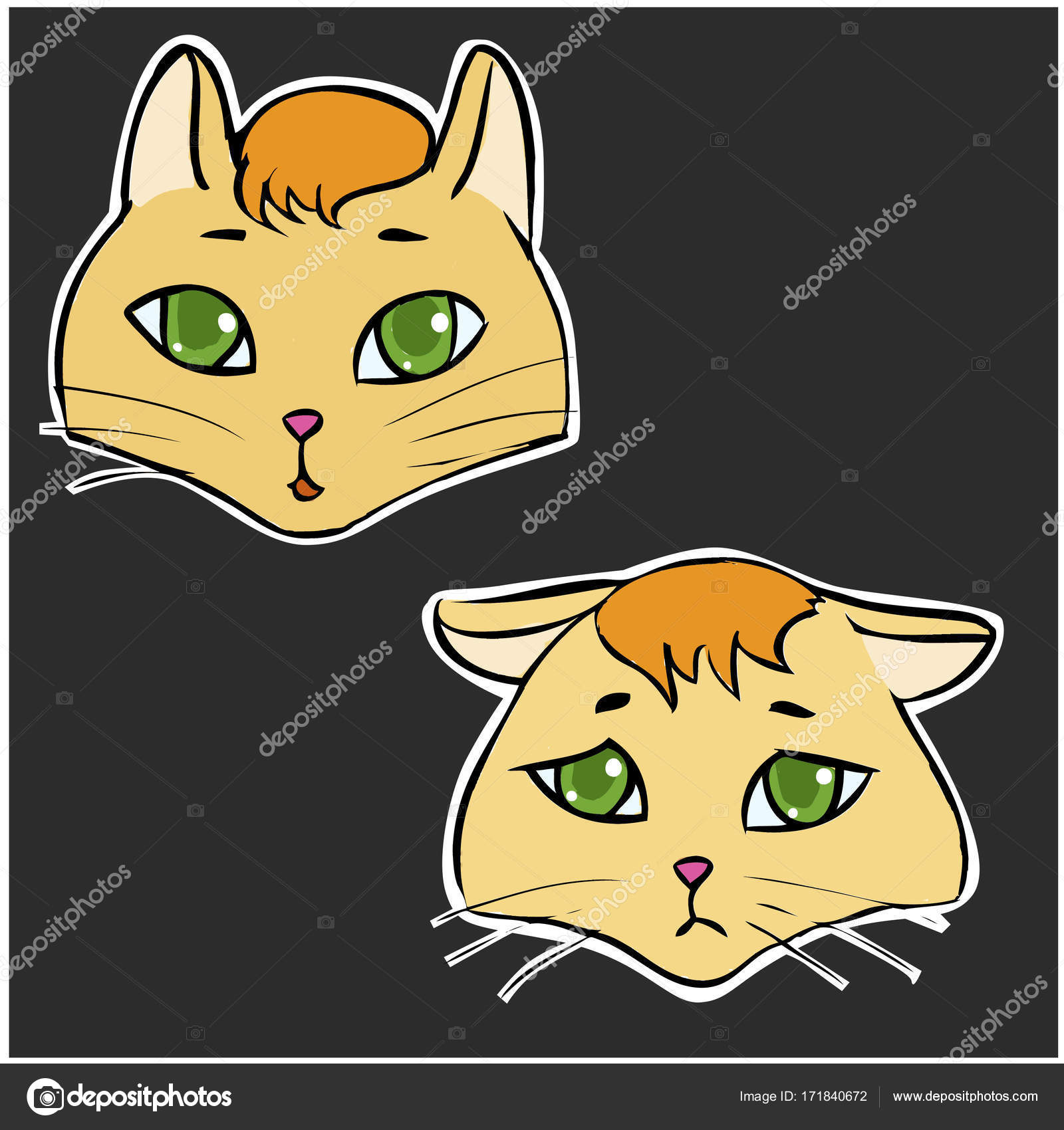 Emotions Normal and sad Cat's faces Stock Illustration by ©SunFunJen ...
