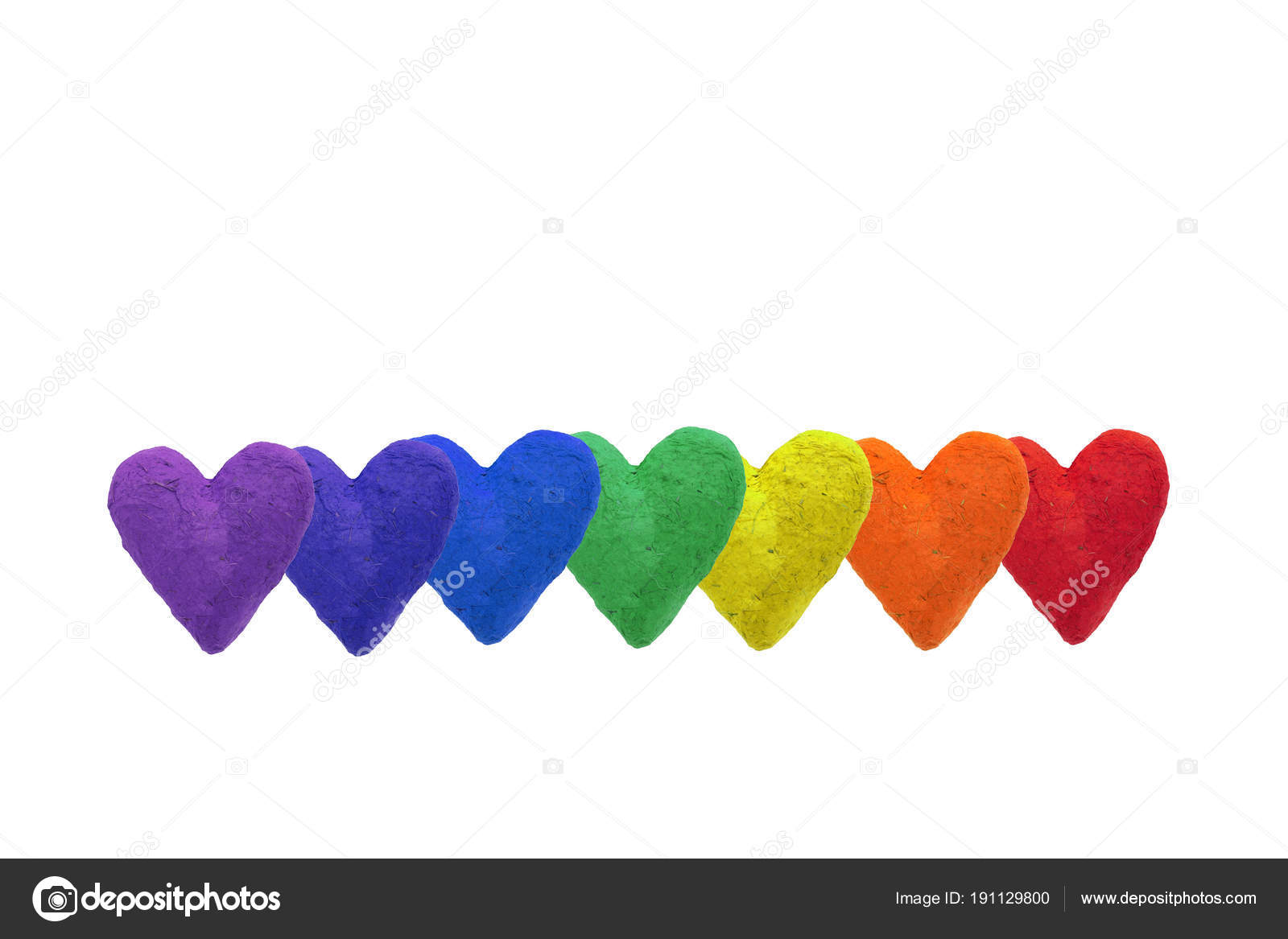 Handmade Paper Hearts Rainbow Colors Isolated White Background — Stock ...
