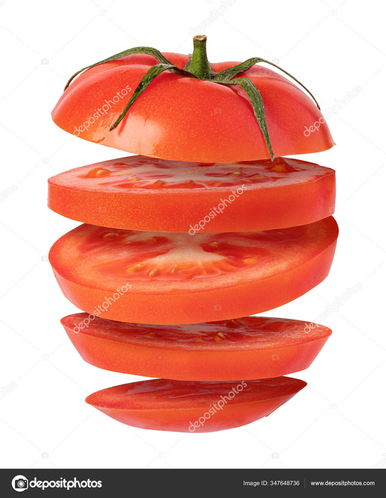 Flying Tomato Sliced Red Apple Isolated White Background Stock Photo by ...
