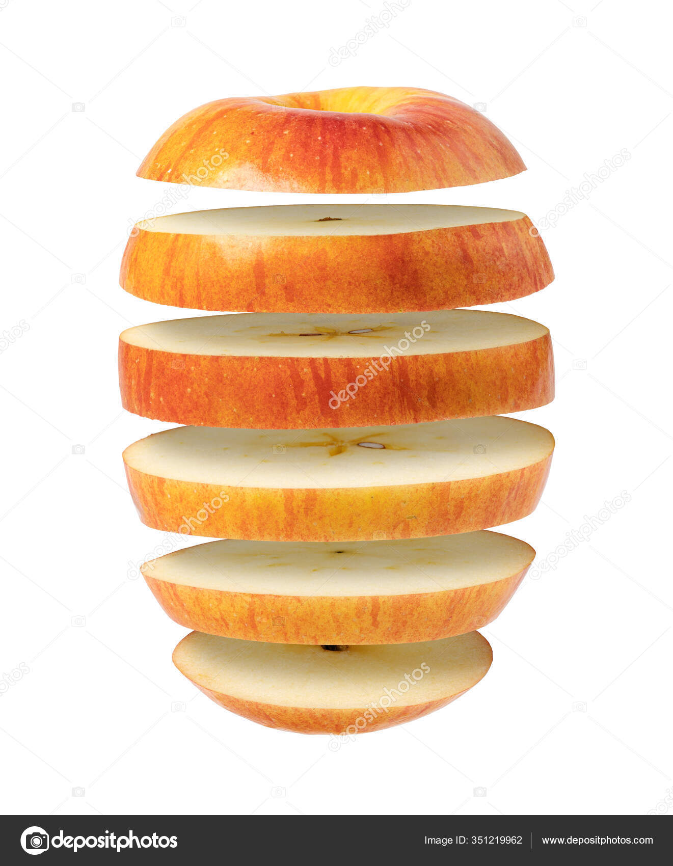 Flying Apple Sliced Red Apple Isolated White Background — Stock Photo ...