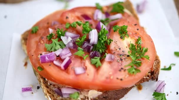 Rotating Tomato Sandwich Seamless Loopable Close Footage — Stock Video ...