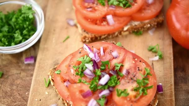Rotating Tomato Sandwich Seamless Loopable Close Footage — Stock Video ...