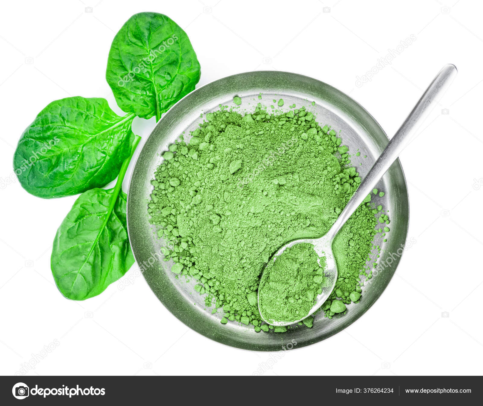 Spinach Powder Isolated White Background Close Selective Focus Stock ...