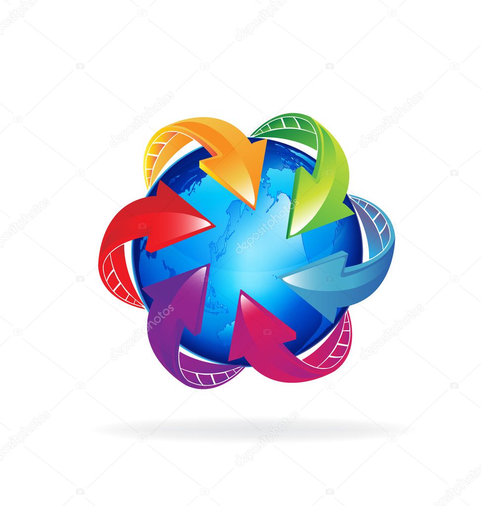 World globe arrows connections logo — Stock Vector © Glopphy #126225042