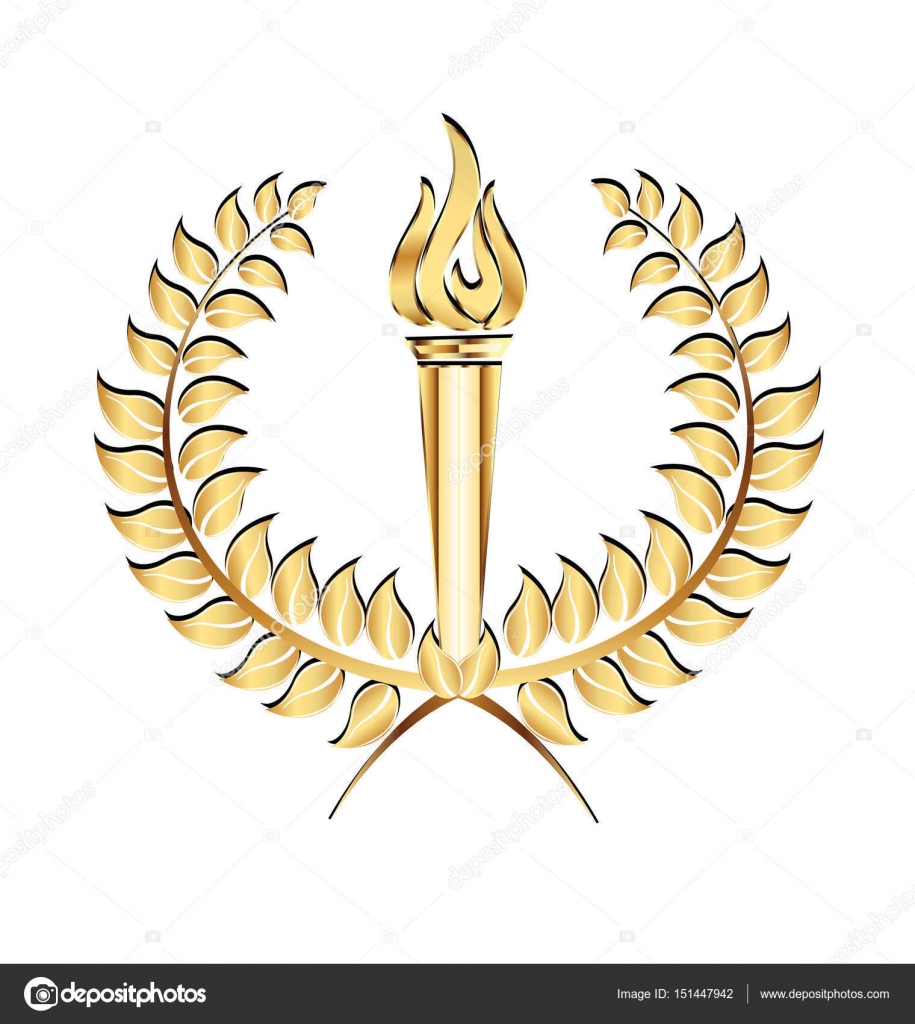 Gold laurel with flames torch logo Stock Vector Image by ©Glopphy ...