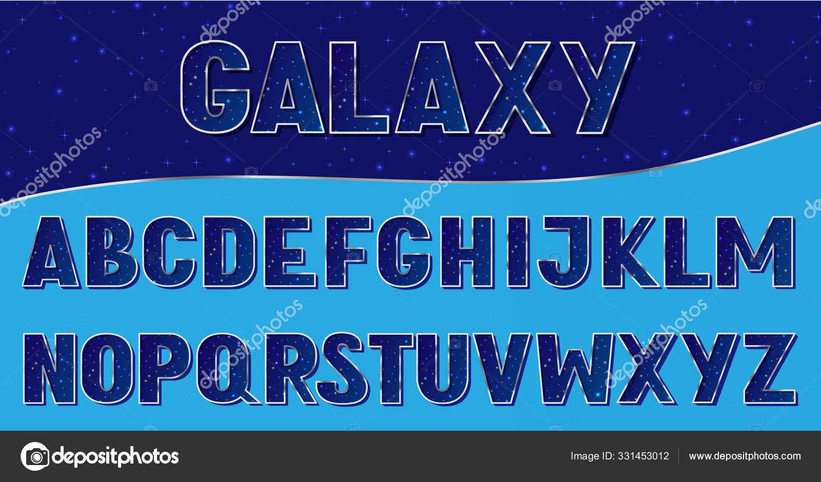 Galaxy alphabet style. Mettalic alphabet typeface with galaxy sp Stock ...