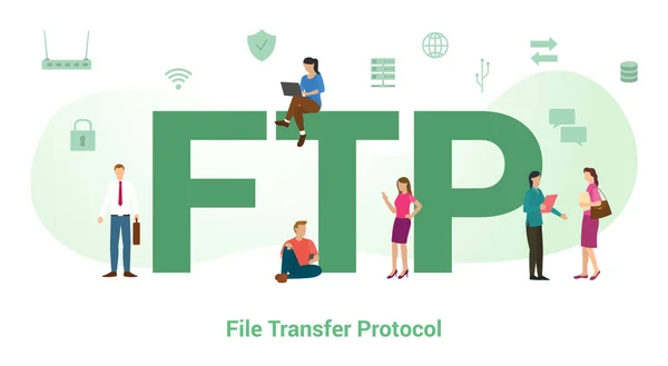 ftp file transfer protocol concept with big word or text and team ...