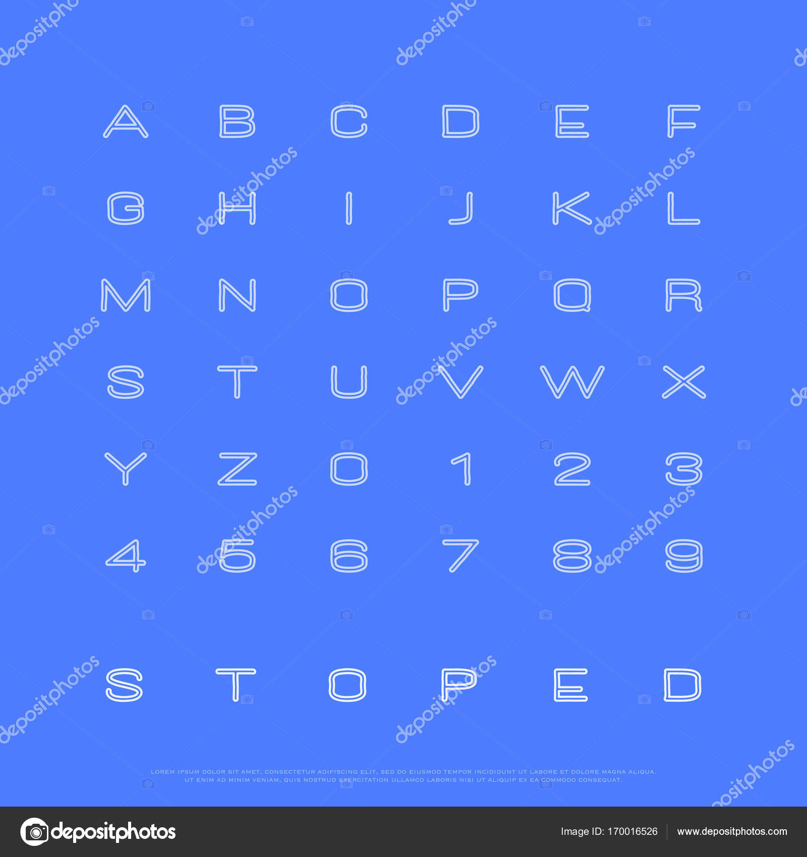 Stylish contour alphabet letters and numbers Stock Vector Image by ...