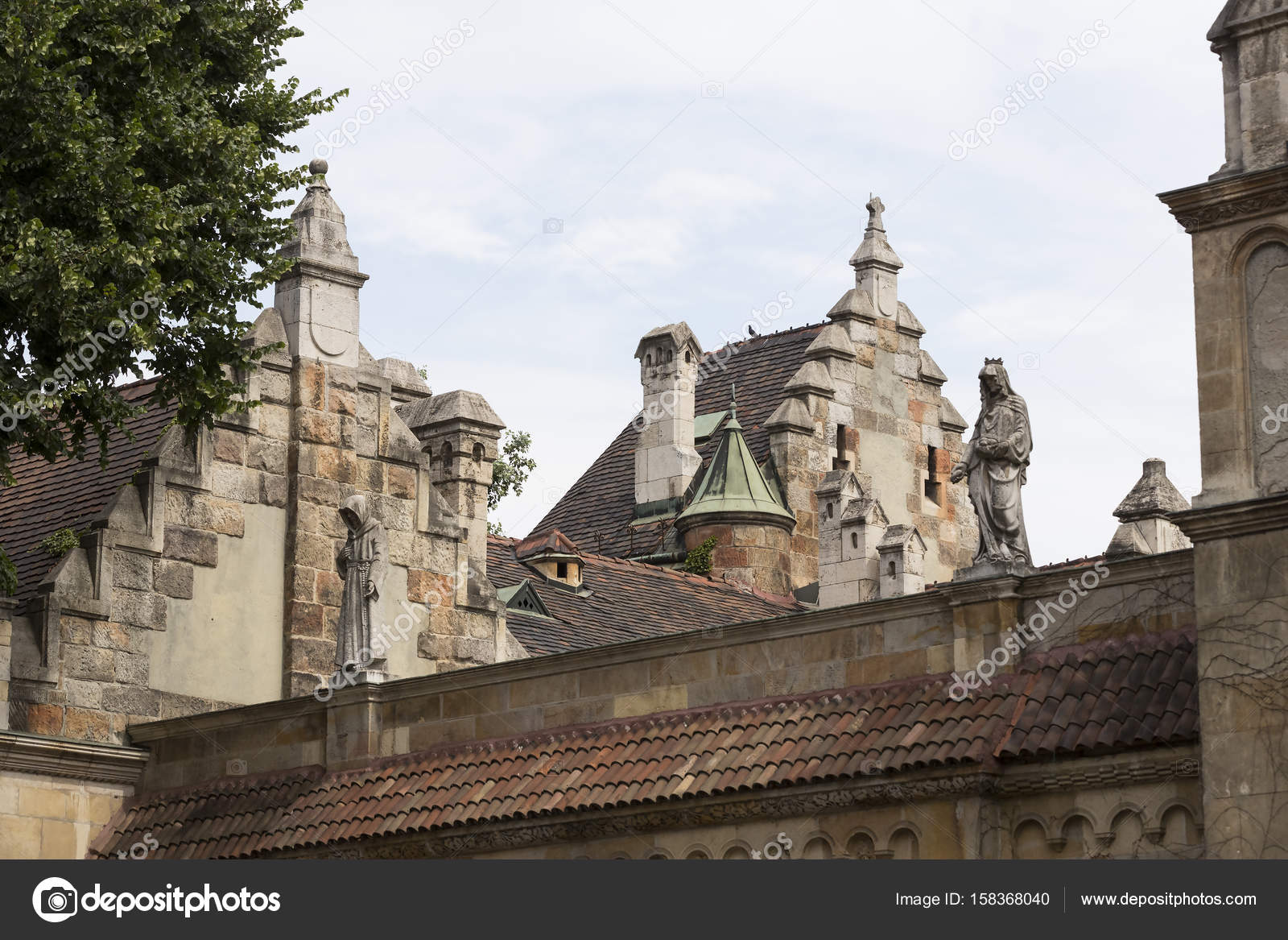 Elements of the castle architecture and the church of the eclectic ...