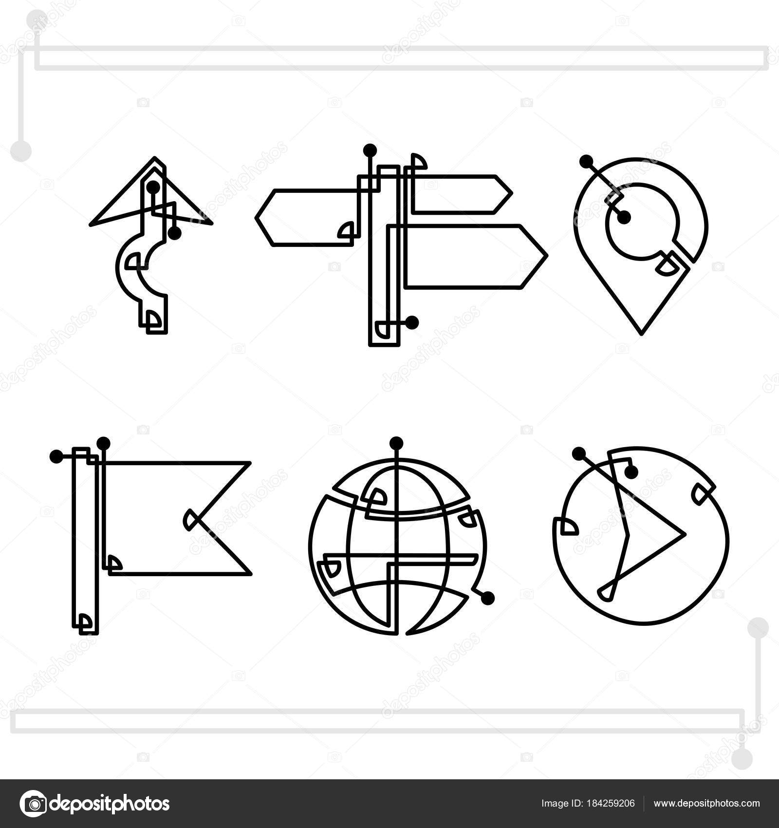 Navigation character set straight continuous line Stock Vector Image by ...