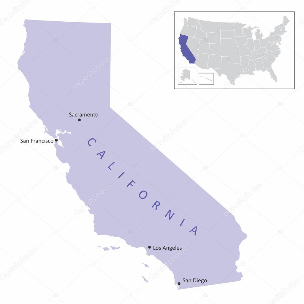 Mapa De Los Condados Y Ciudades Principales De California
