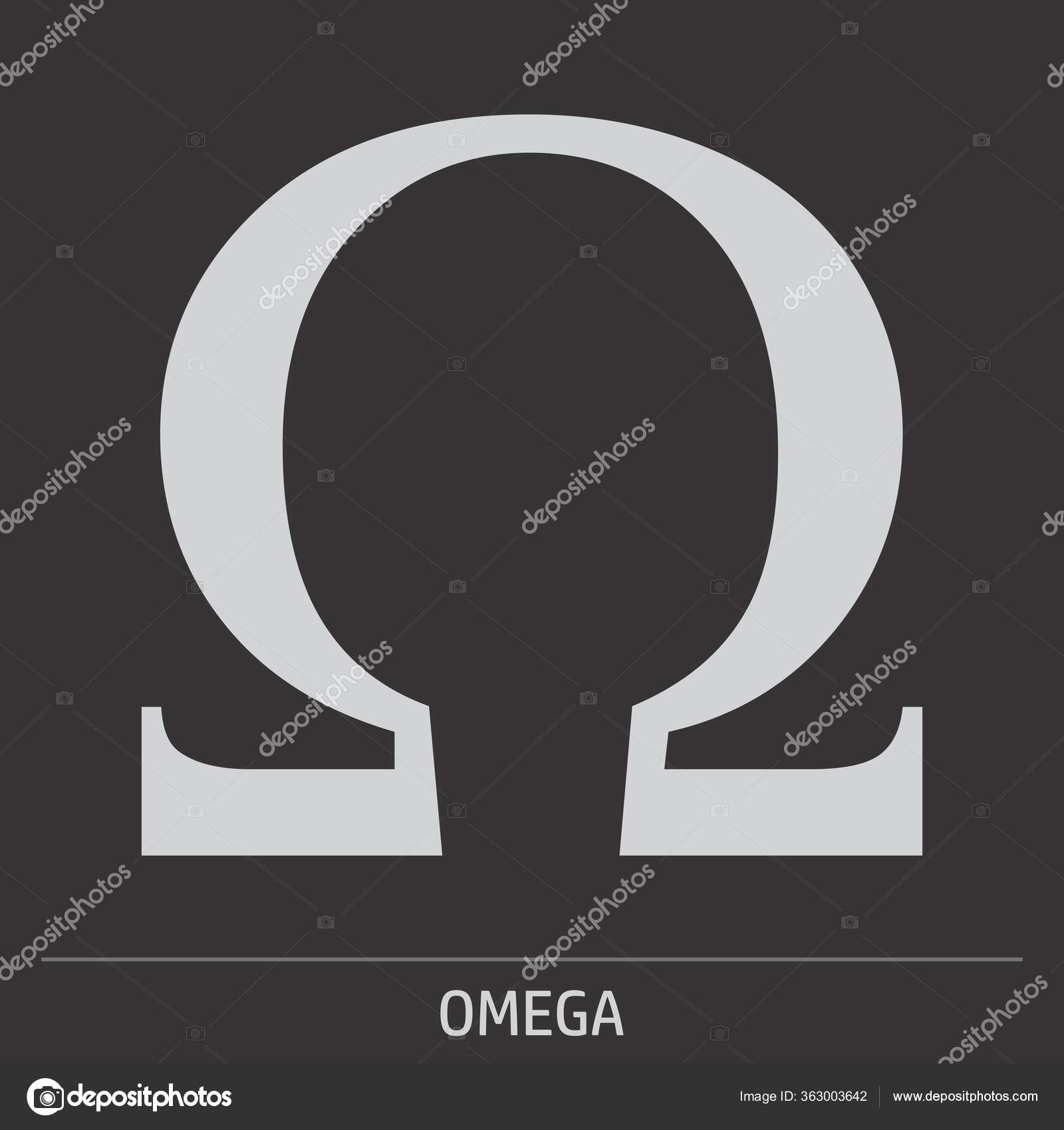 Ilustración Iconos Omega Mayúsculas Sobre Fondo Gris Con Etiqueta ...