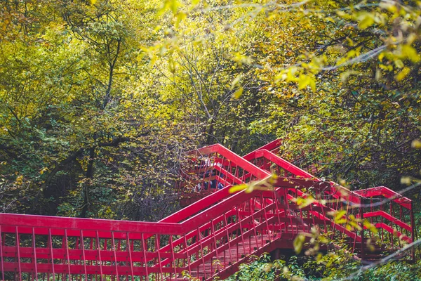 Red stairway bridge Stock Photos, Royalty Free Red stairway bridge ...