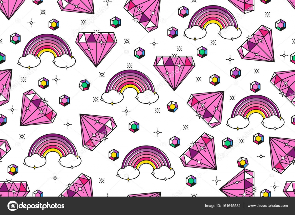 Vector seamless tiling pattern with diamonds and rainbow Stock Vector ...
