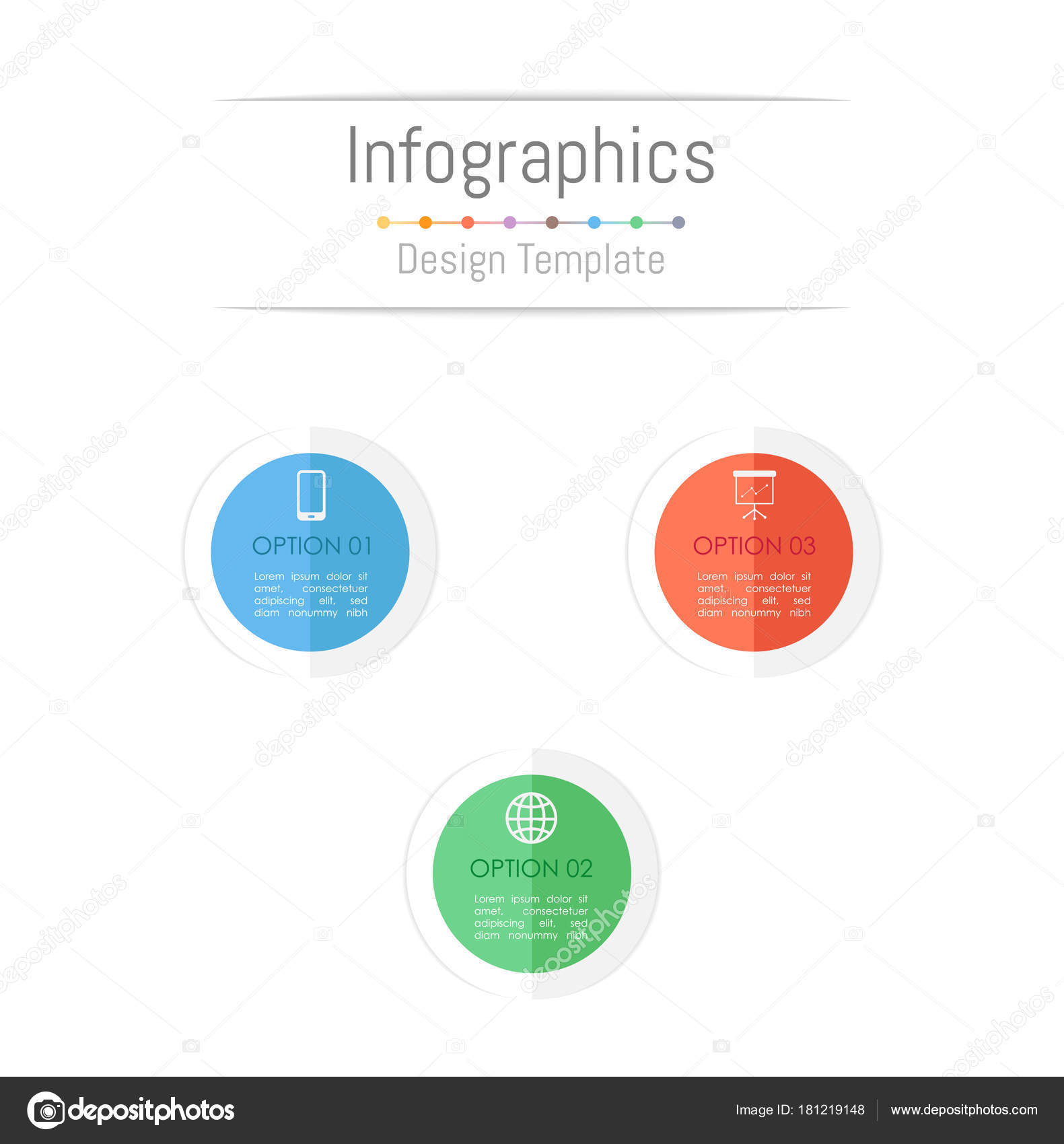 Infographic design elements for your business data with 3 options, parts, steps, timelines or ...