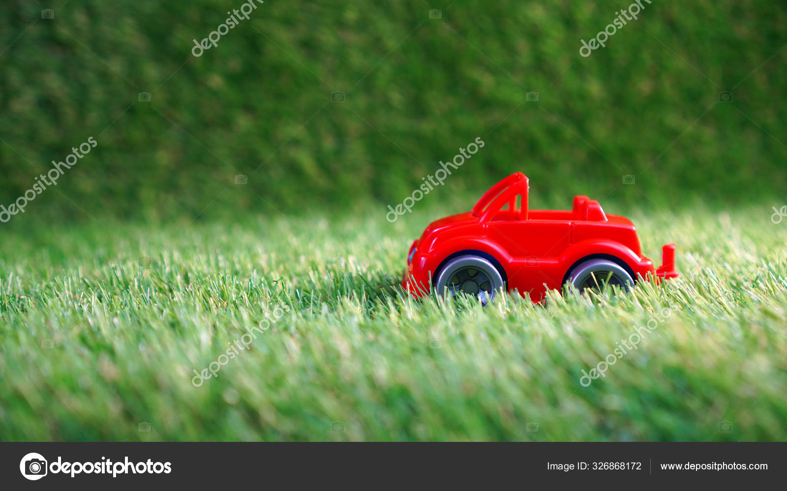Toy Car Green Artificial Grass Artificial Turf Background Copy Space ...