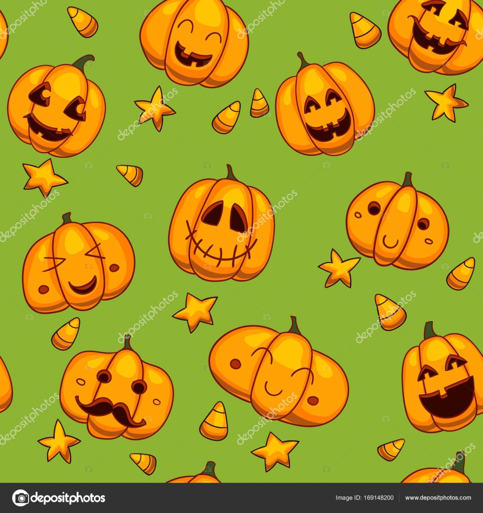 Patrón vectorial sin costuras de Halloween. Textura de calabazas ...