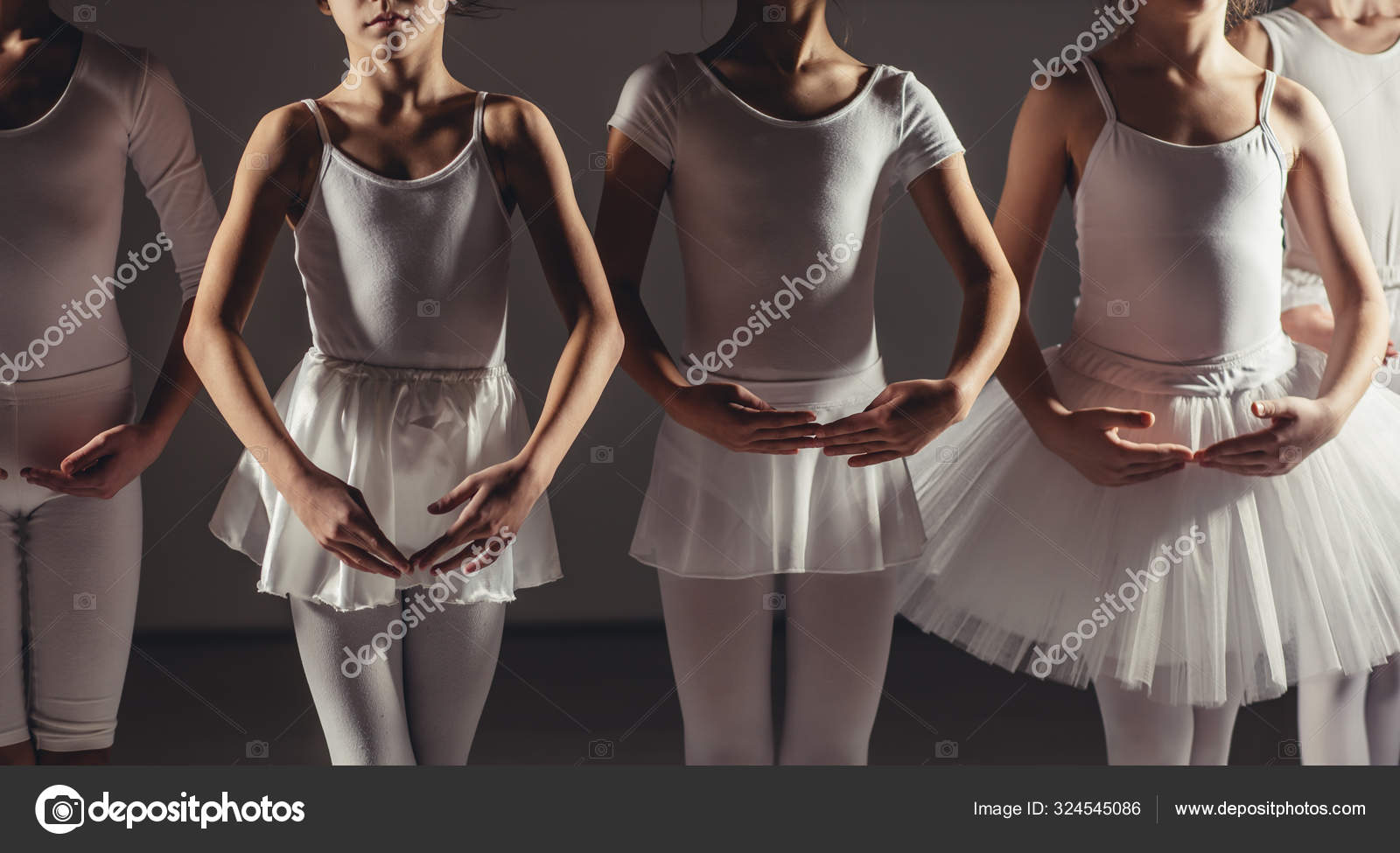 Cropped little girls practicing ballet together in row — Stock Photo ...