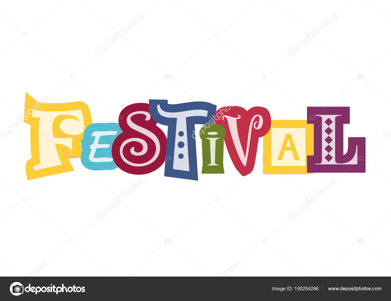 Lettering Festival Different Letters White Red Blue Yellow Violet ...
