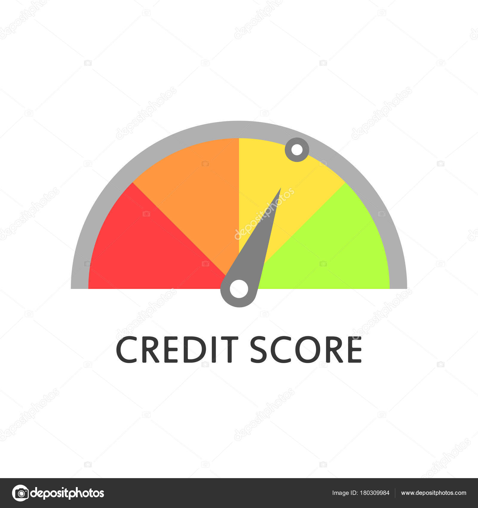 Credit score gauge. Rating. Credit score meter. Vector icon in flat ...