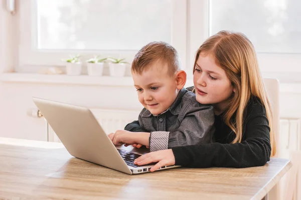 Kids playing on computer Stock Photo by ©bnenin 163433808